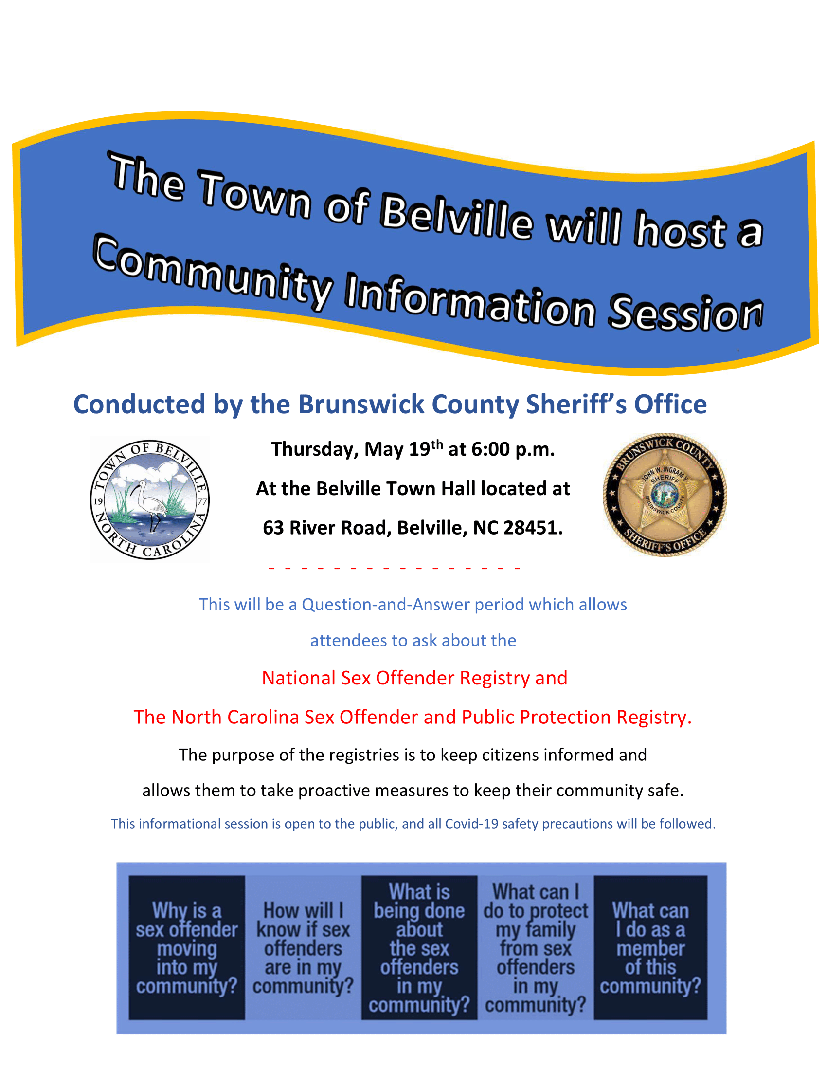 The Town of Belville will host a Community Information Session – Belville